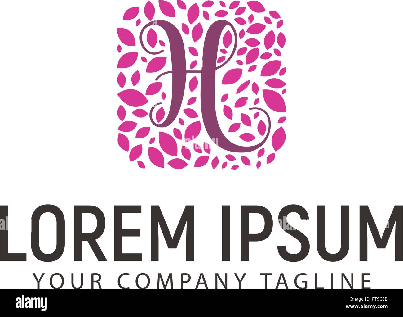 Letter H with leaf decoration logo. wedding beauty design concept ...