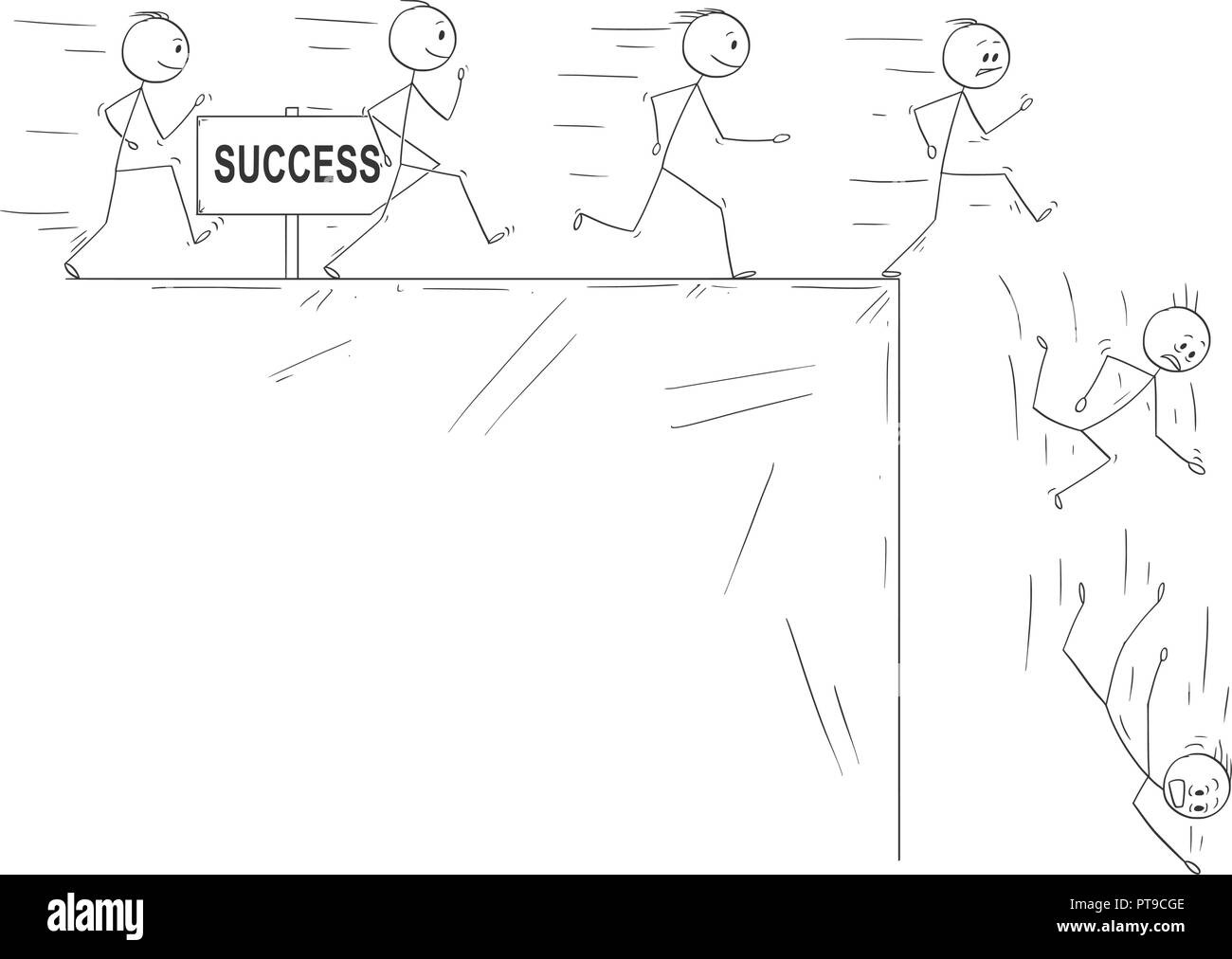 Conceptual Cartoon of People Following Their Dream of Success and ...