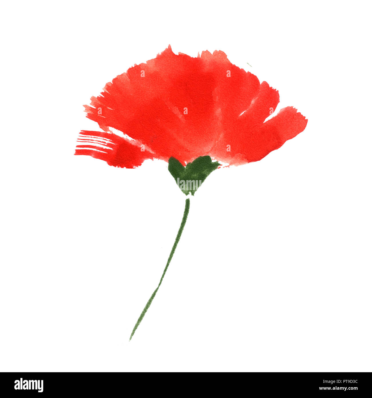 One-stroke watercolor illustration. Remembrance Poppy, symbol of 11 ...
