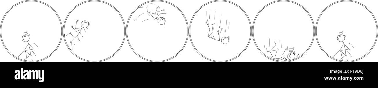 Conceptual Cartoon of Man Moving in Circle of Trials and Errors Stock ...