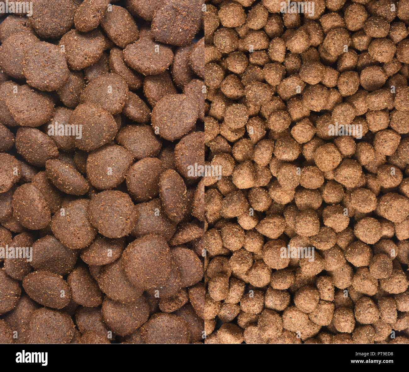 dog food, large croquette and small croquette Stock Photo - Alamy