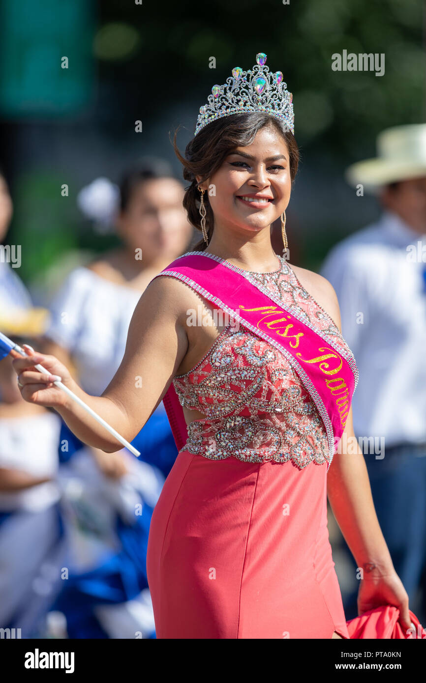 Washington, D.C., USA - September 29, 2018: The Fiesta DC Parade, woman ...