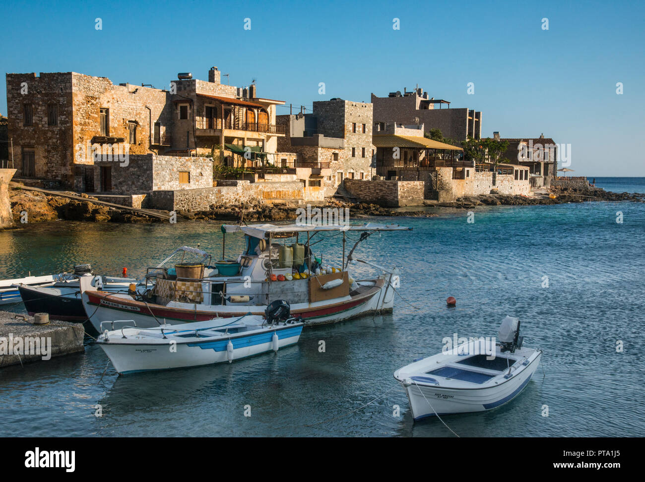 Greek fishing village in the Mani region of the Peloponnese in Greece ...