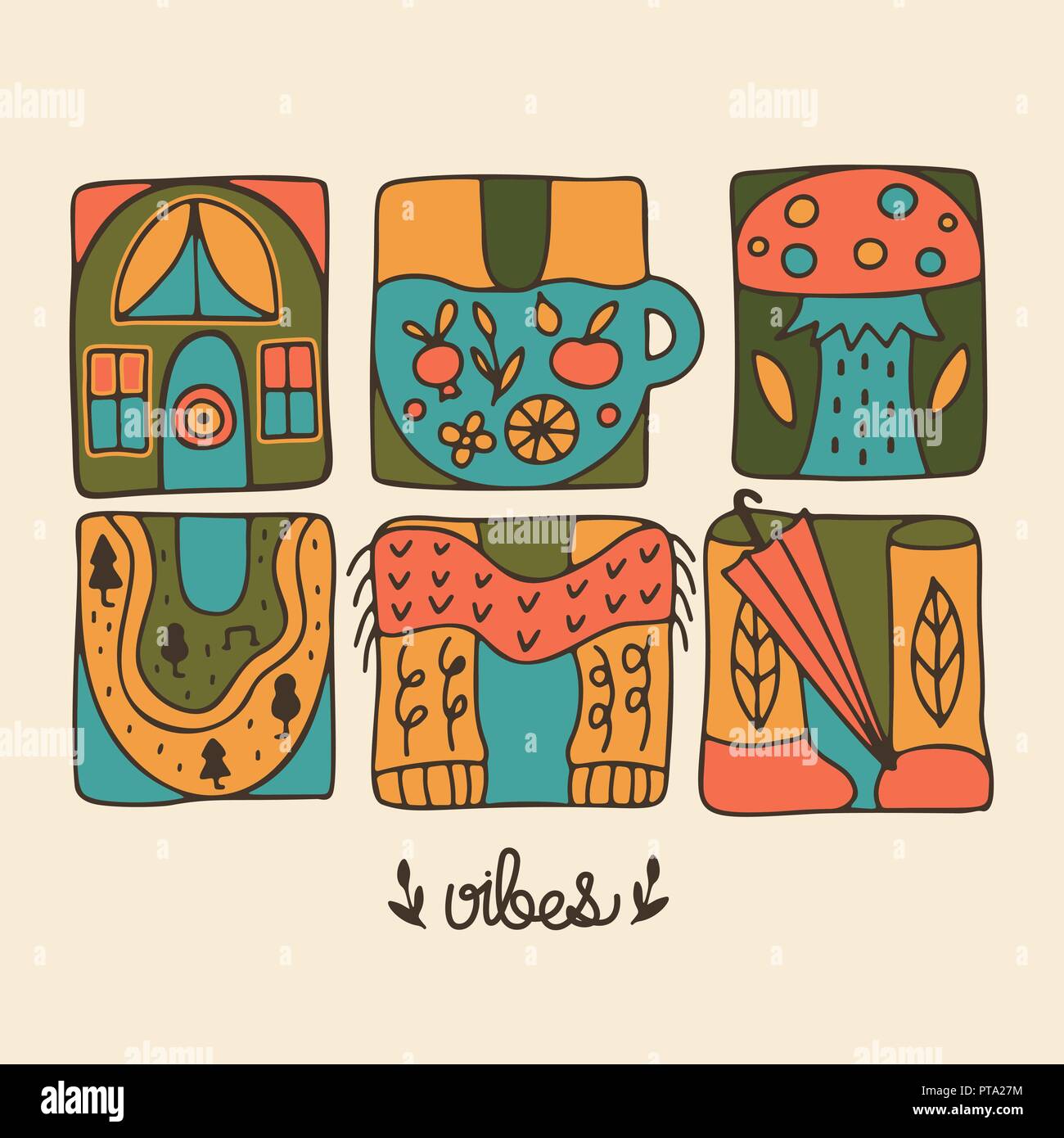 Autumn symbols letter shapes, fall season design Stock Vector Image ...