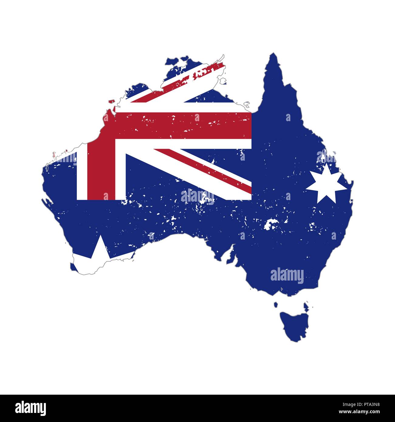 Australia country silhouette with flag on background on white Stock ...