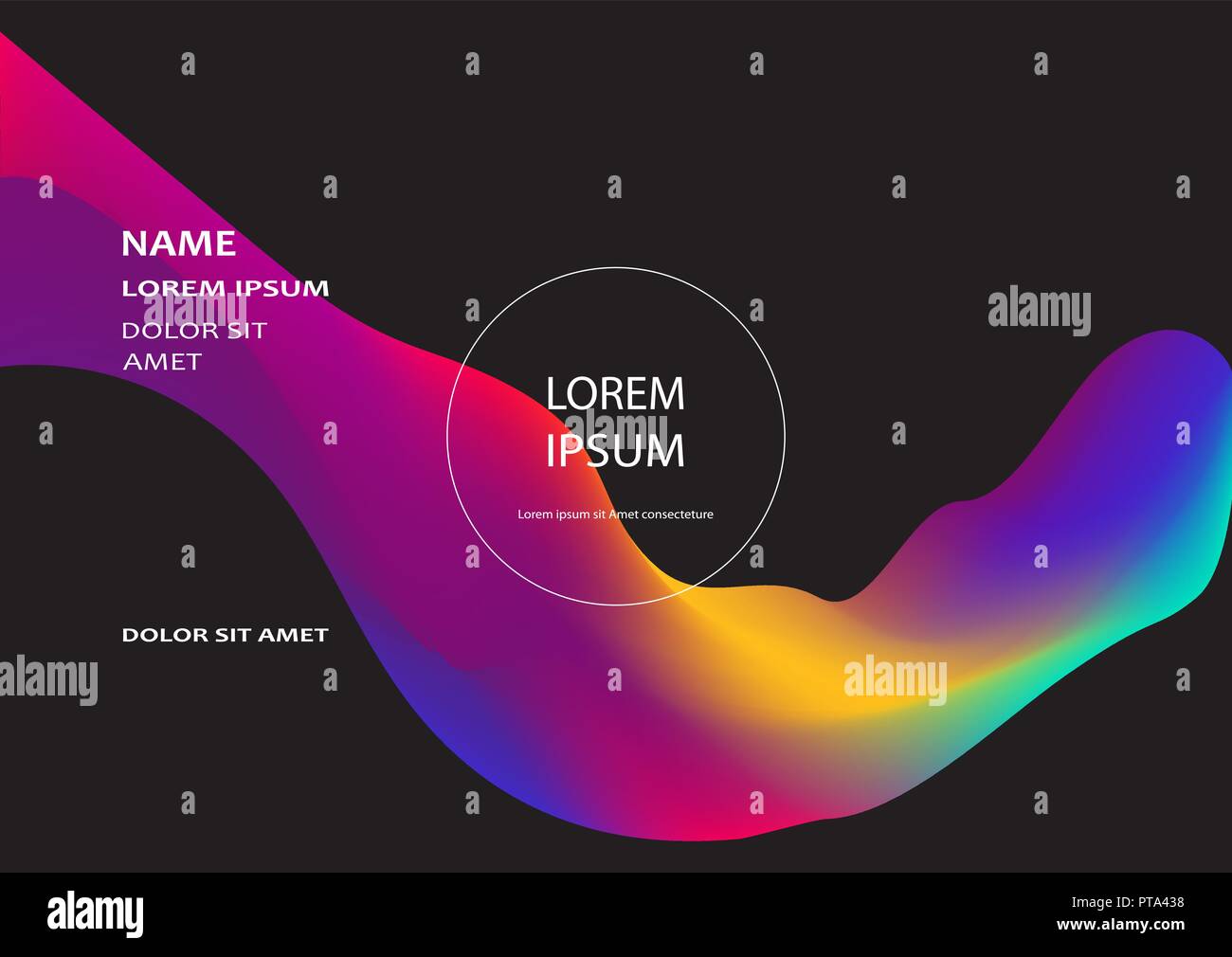 Fluid shapes isolated on black background. Wavy liquid elements. Bright ...