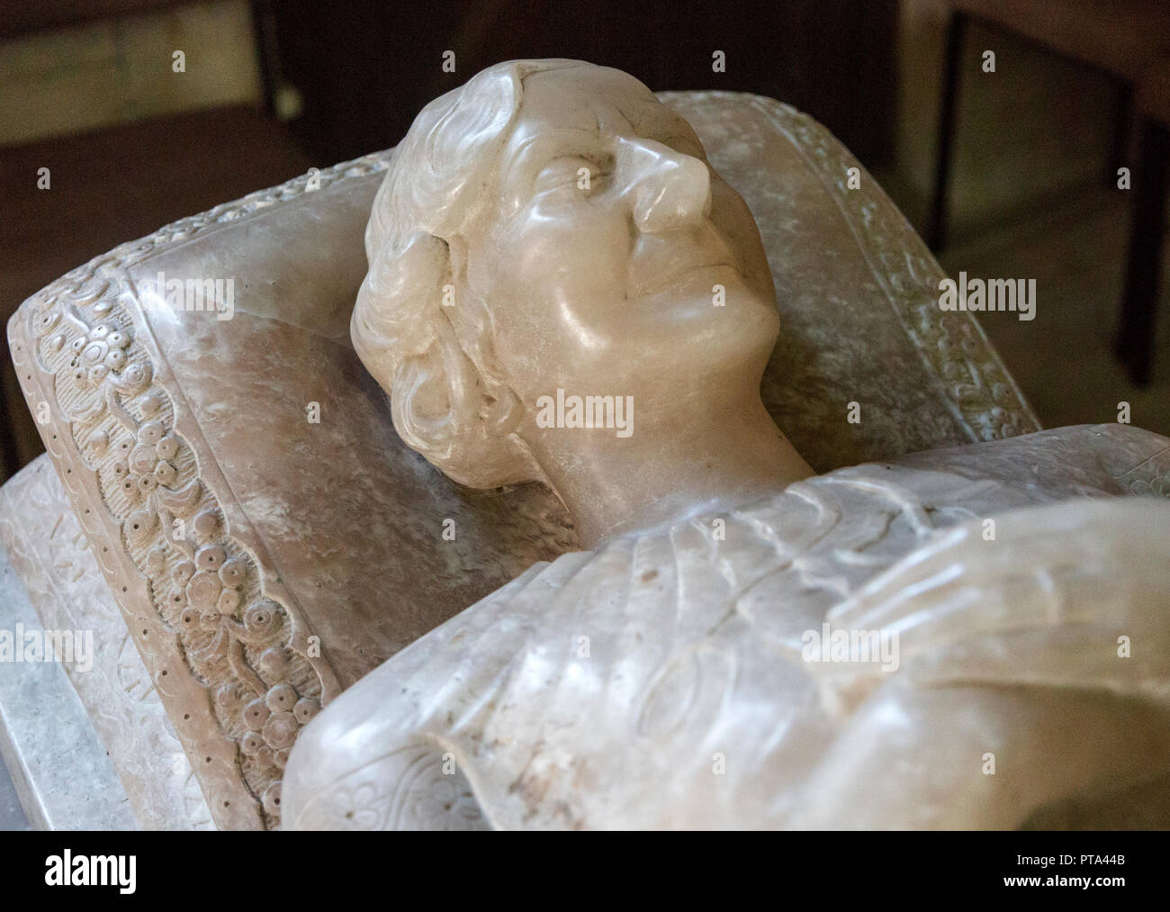 Close up alabaster tomb Lady Eleanor Methuen died 1959 Methuen Chapel ...