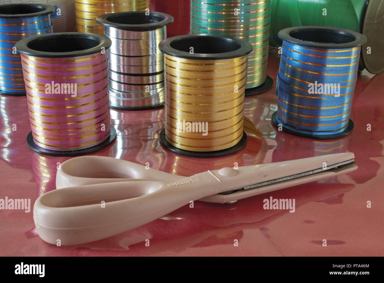 Christmas ribbons front view Stock Photo - Alamy