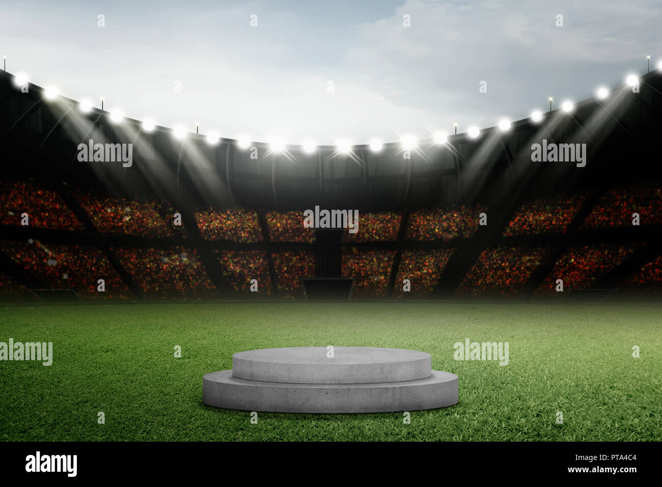 Circle podium on grass inside stadium Stock Photo - Alamy