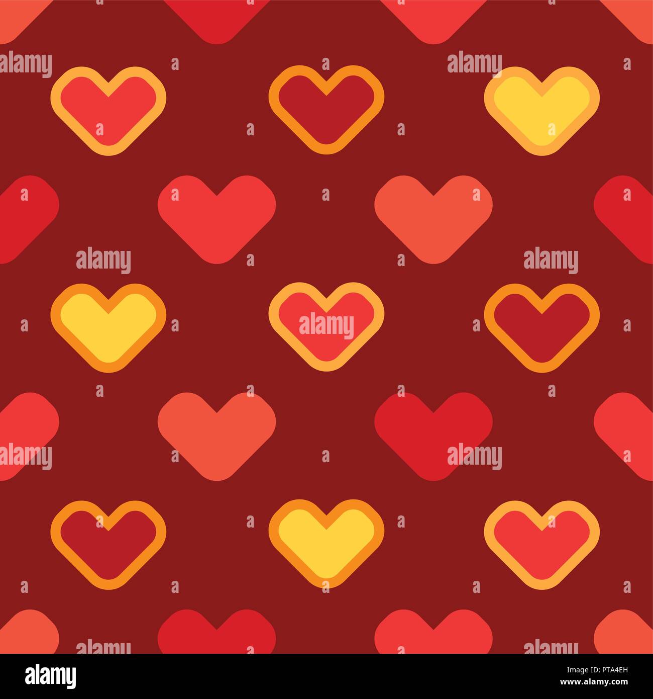 Seamless Cartoon Background with Colorful Hearts. Vector Illustration ...