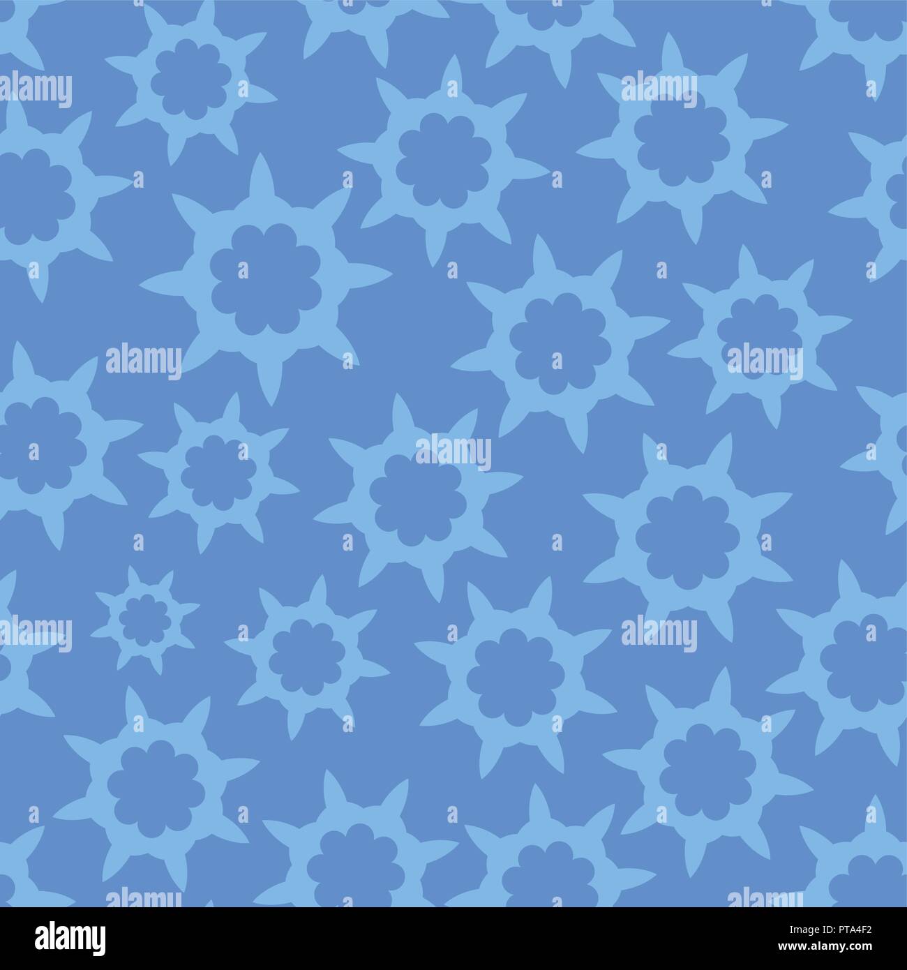 Seamless Looped Pattern in Cold Blue color with Style Stars Ornament ...