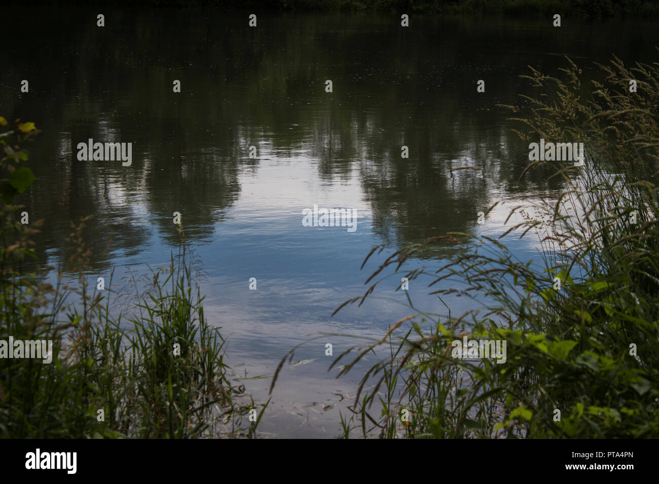 Abstract reflection in water. Water background. River background Stock ...