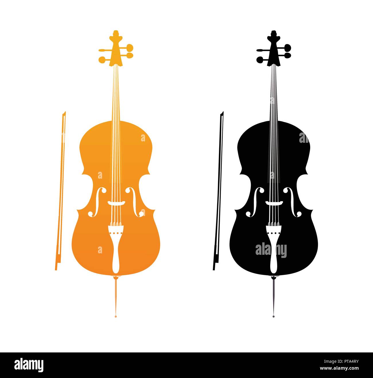 Icons of Cello in golden and black colors - orchestra strings music ...
