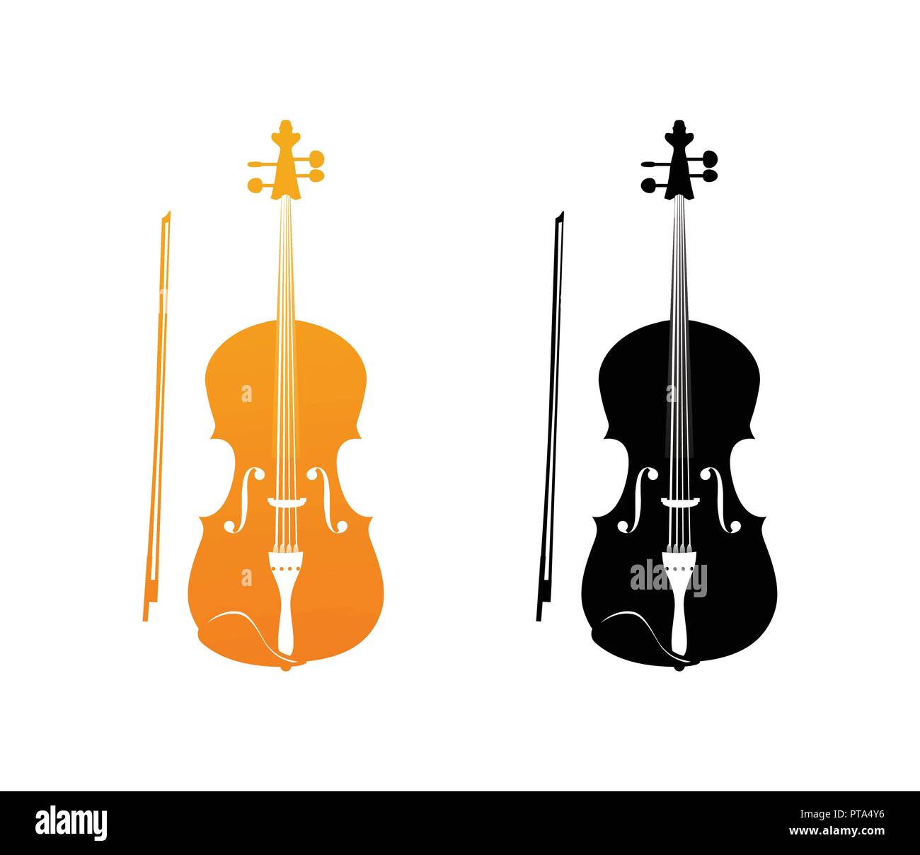 Icons of Fiddle in Golden and Black colors - Orchestra Violin Music ...