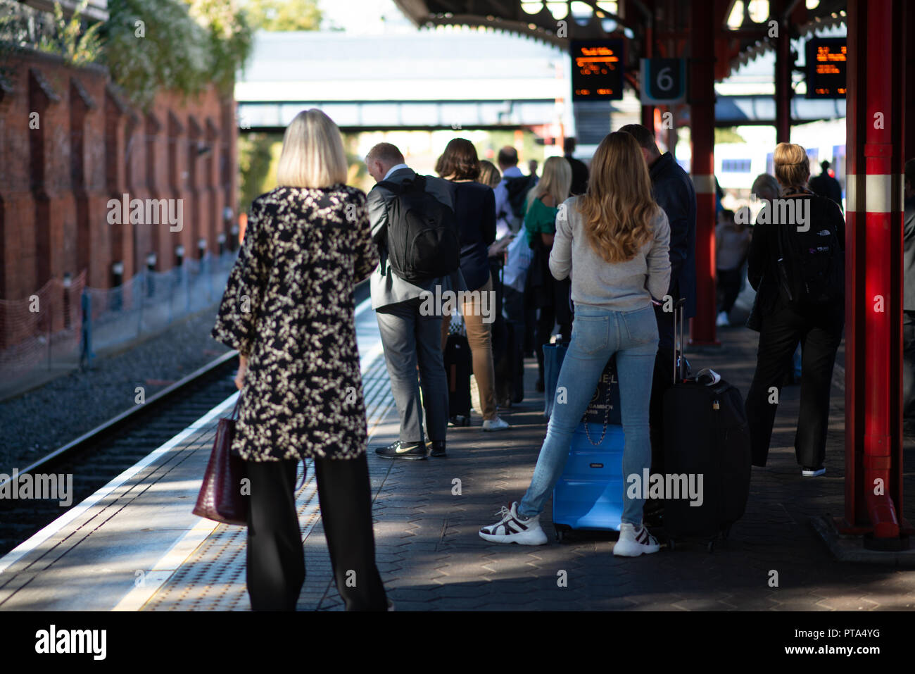 Passengers waiting for a delayed train at Marylebone Station in Central ...