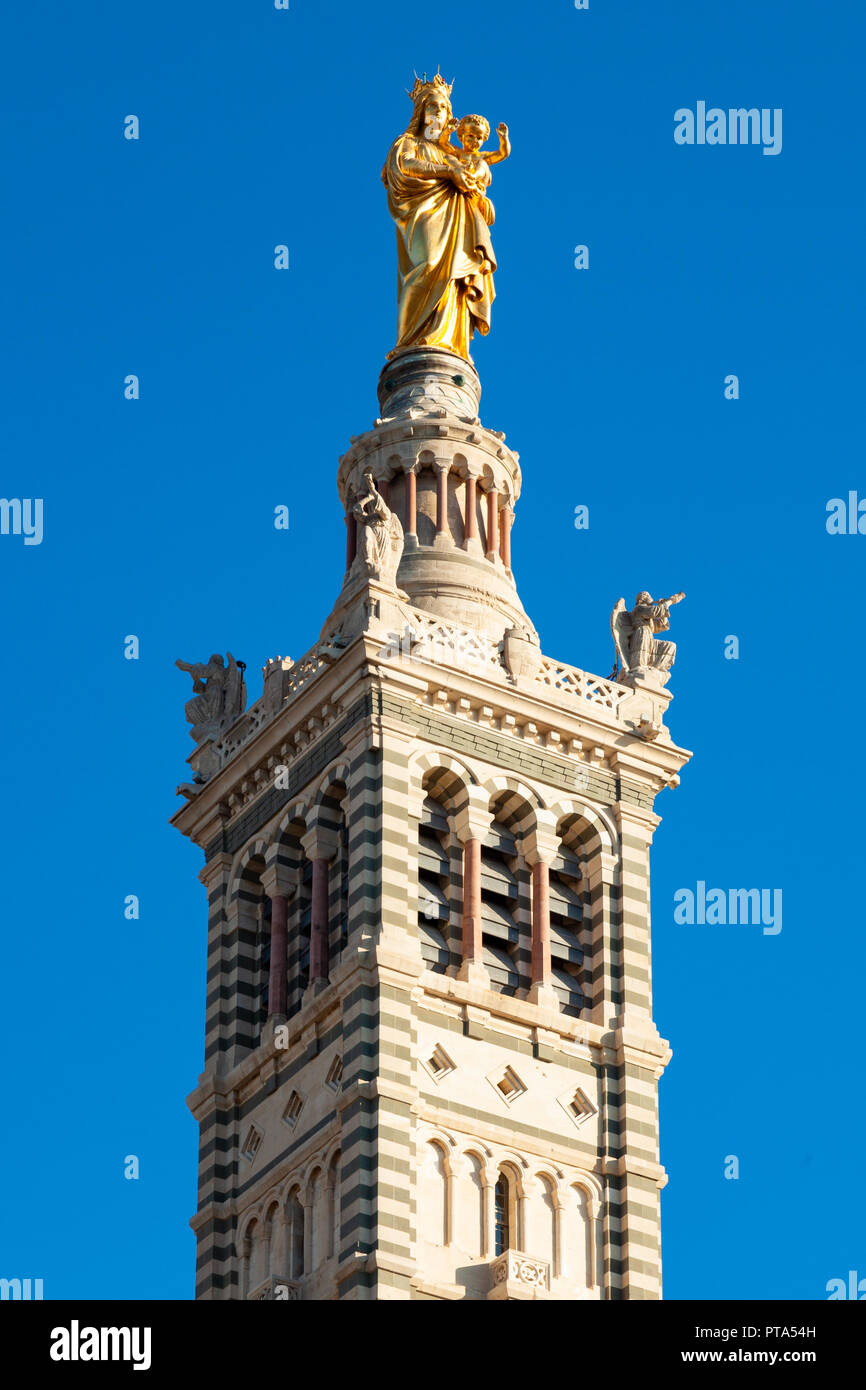 Notre Dame De La Garde cathedral church in Marseille - France Stock ...