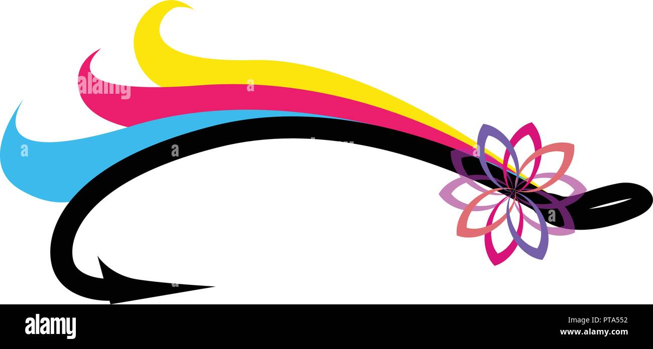 Colorful Fly Fishing Vector Illustration isolated on white color Stock ...