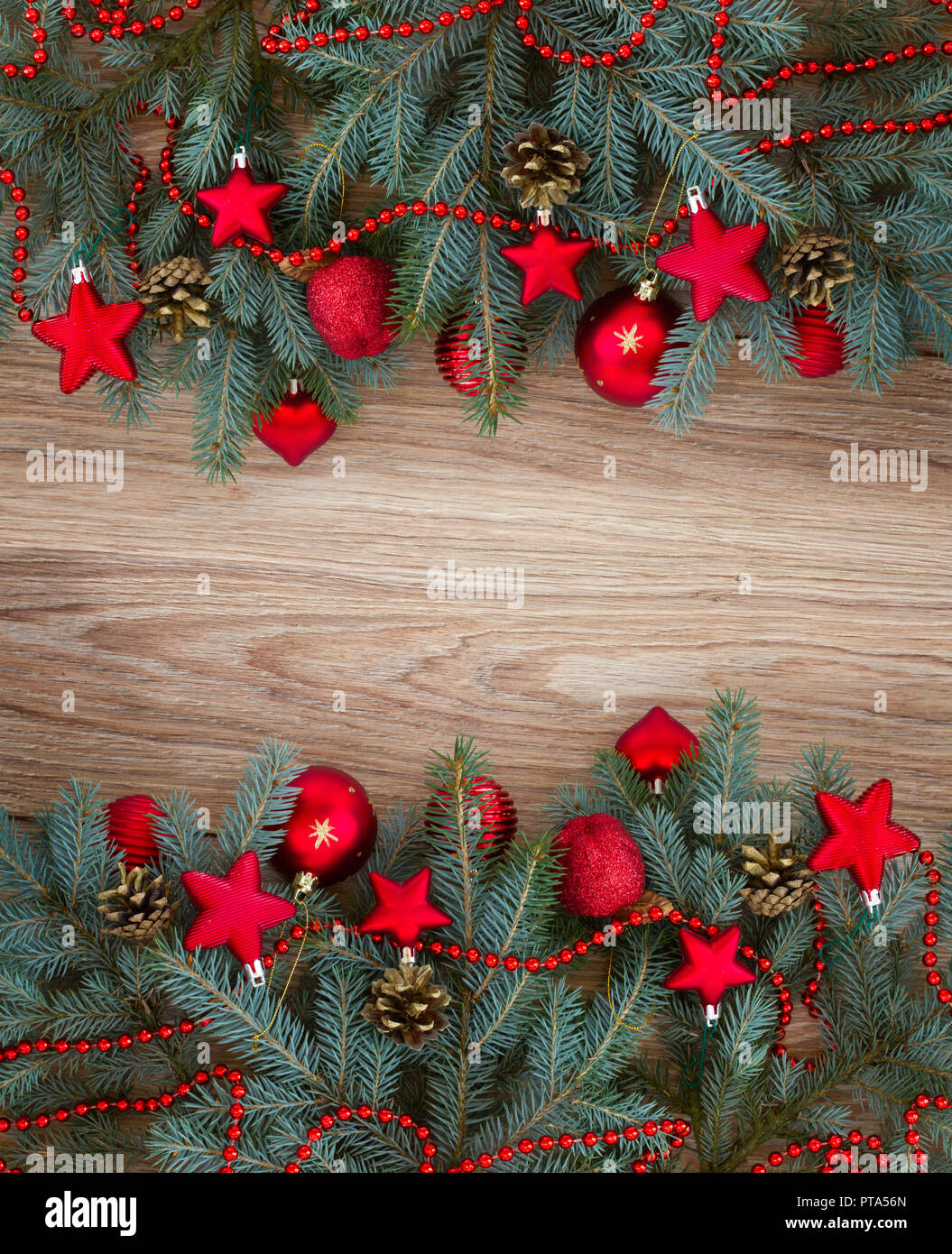 decorated fir tree border Stock Photo - Alamy