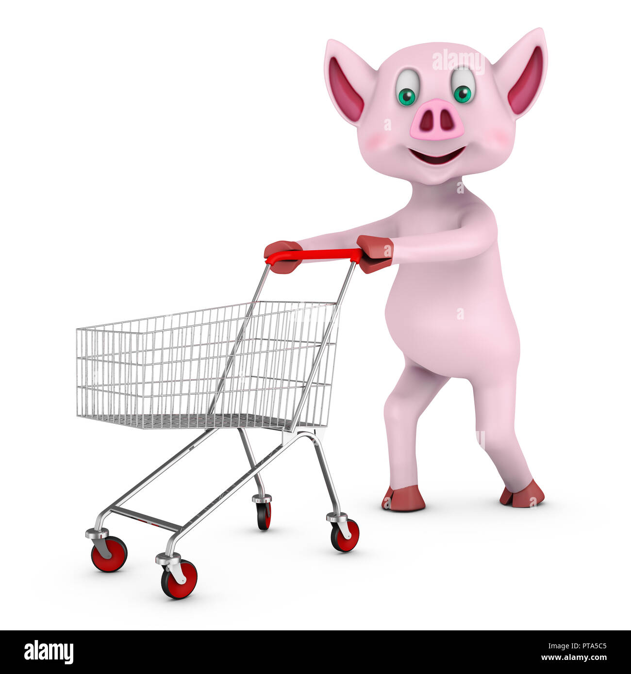 The pig carries to the cart. 3d rendering Stock Photo - Alamy