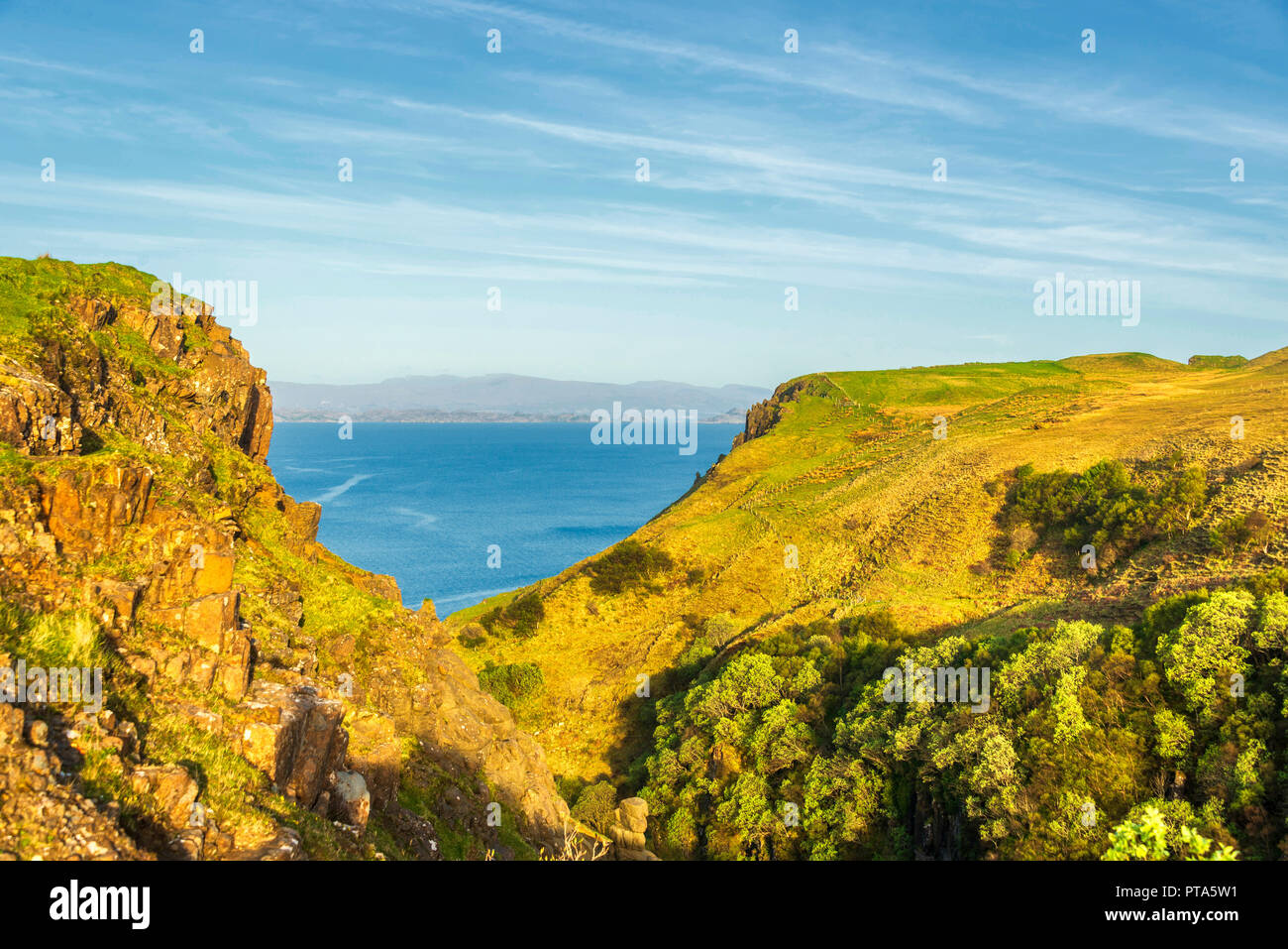 landscape over the isle of skye at Lealt waterfall viewpoint Stock ...