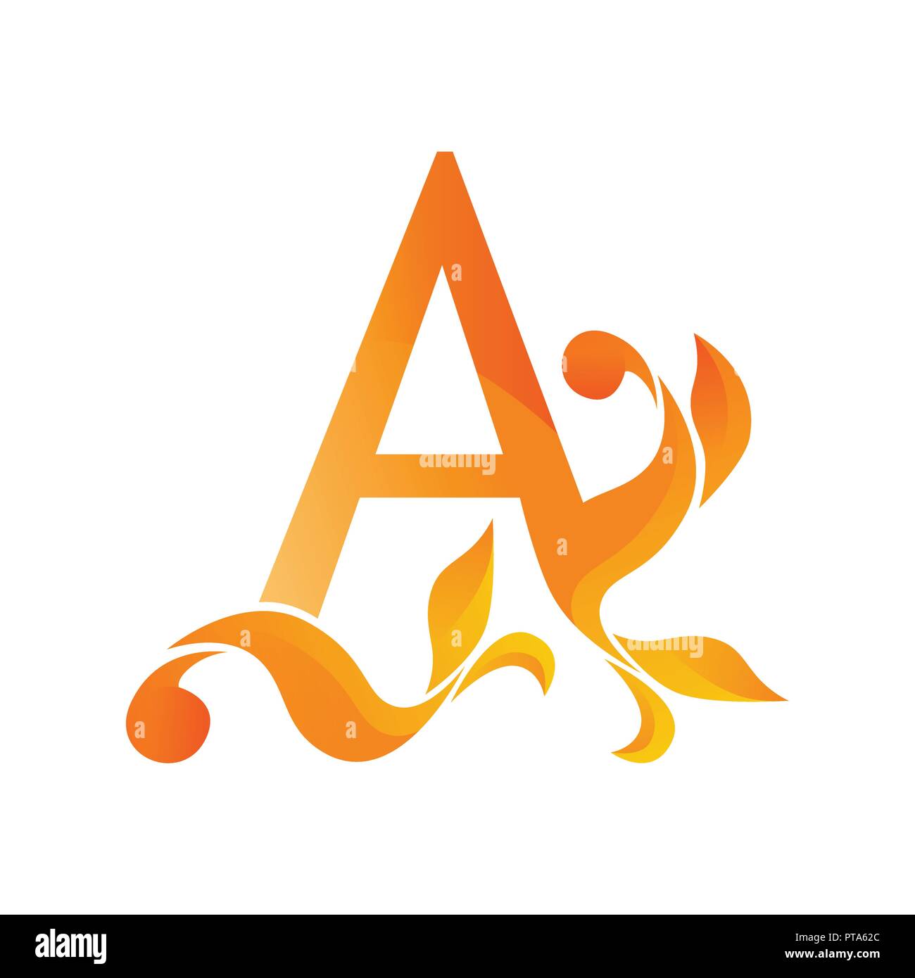 Text Letter A in Fire Flame, Vector Icon isolated on white Stock Vector ...