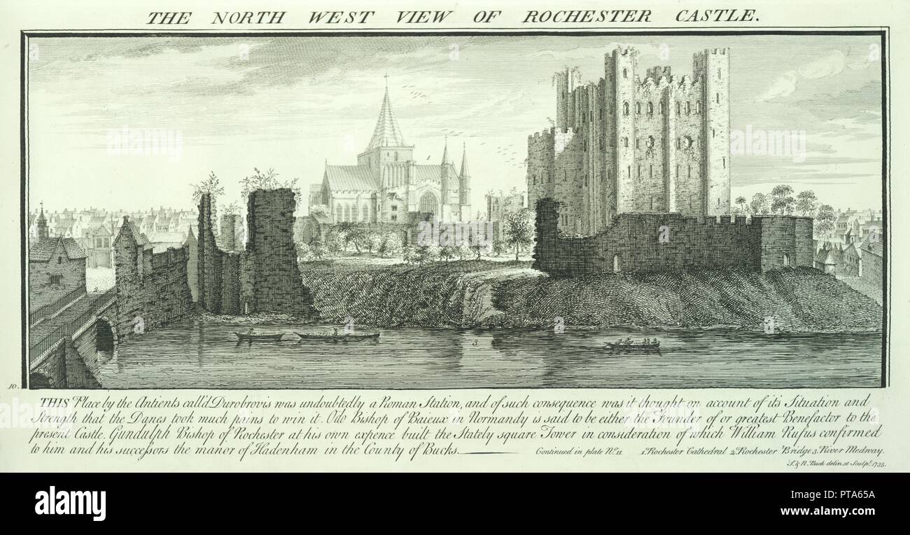 'The North West View of Rochester Castle', Kent, 1735. Creators: Samuel ...