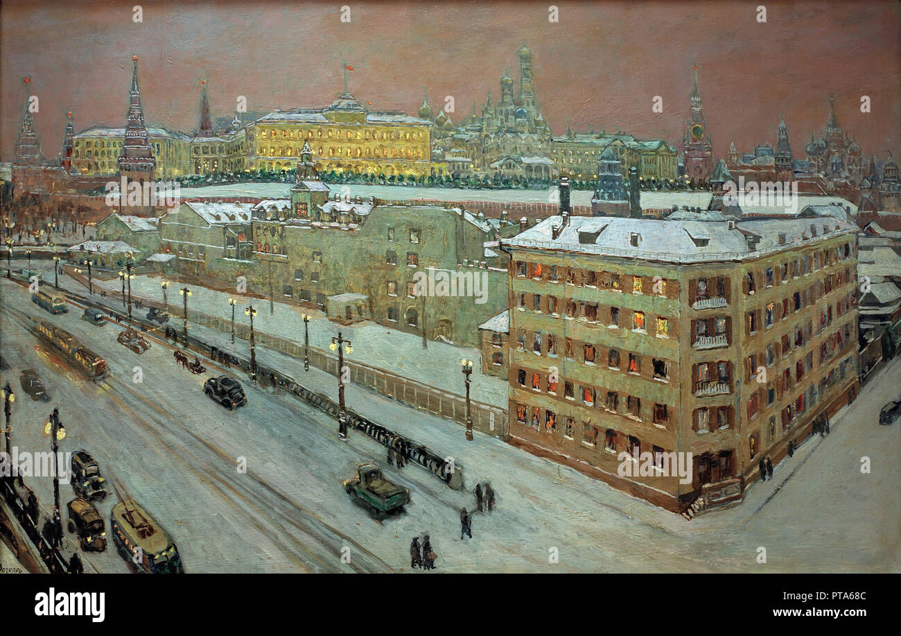 Moscow at night, 1939. Creator: Vogeler, Heinrich (1872-1942 Stock ...