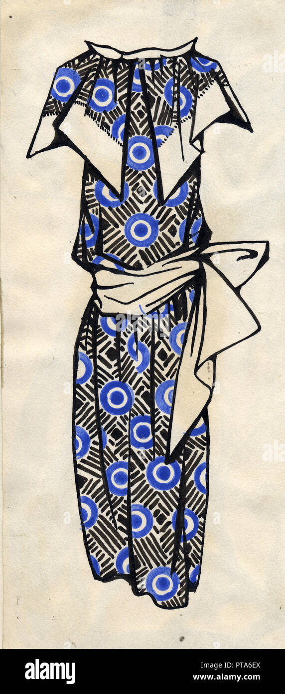 Design for a dress, 1924. Creator: Popova, Lyubov Sergeyevna (1889-1924 ...
