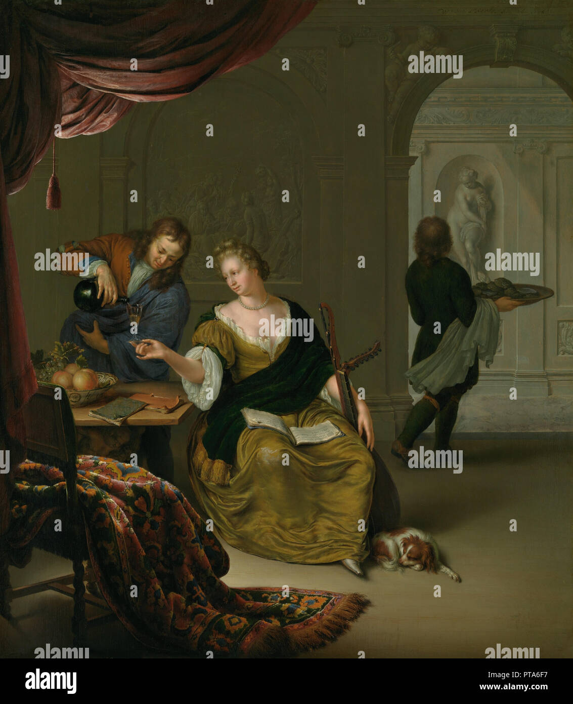 The Neglected Lute (A Lady with a Lute Taking Wine in a Rich Interior ...