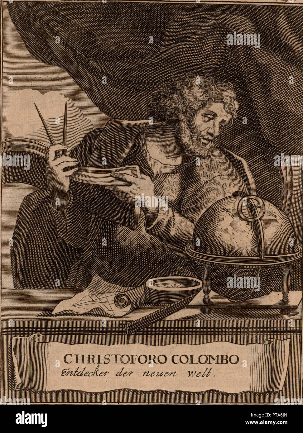 Portrait of Christopher Columbus, 1681. Creator: Anonymous Stock Photo ...
