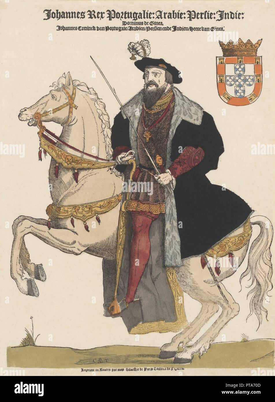 John III of Portugal (1502-1557), pub.16th Century (coloured engraving ...