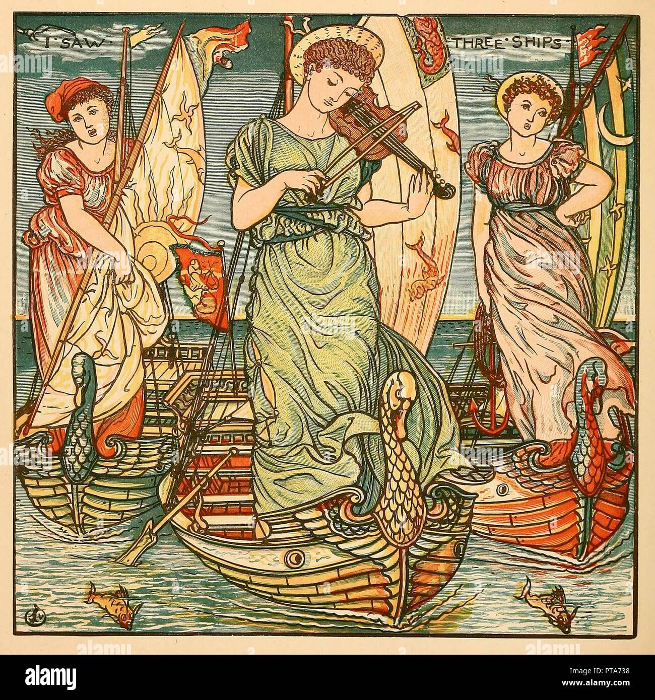 I Saw Three Ships, from Walter Crane's Painting Book, pub. 1889 (colour ...