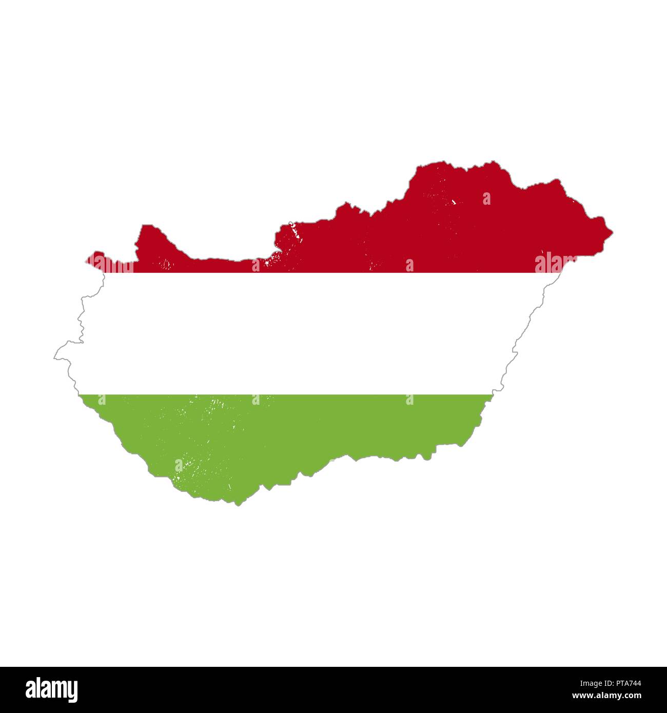 Hungary country silhouette with flag on background on white Stock ...