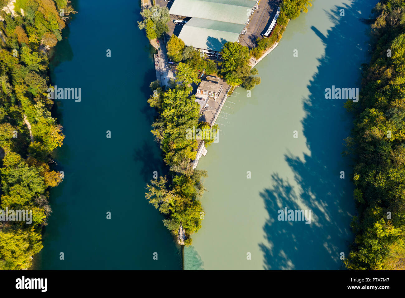 Aerial view arve rhone river hi-res stock photography and images - Alamy