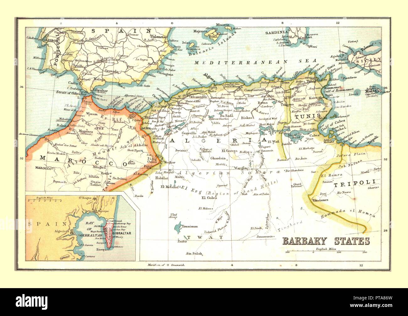 Map of the Barbary States, 1902. Creator: Unknown Stock Photo - Alamy
