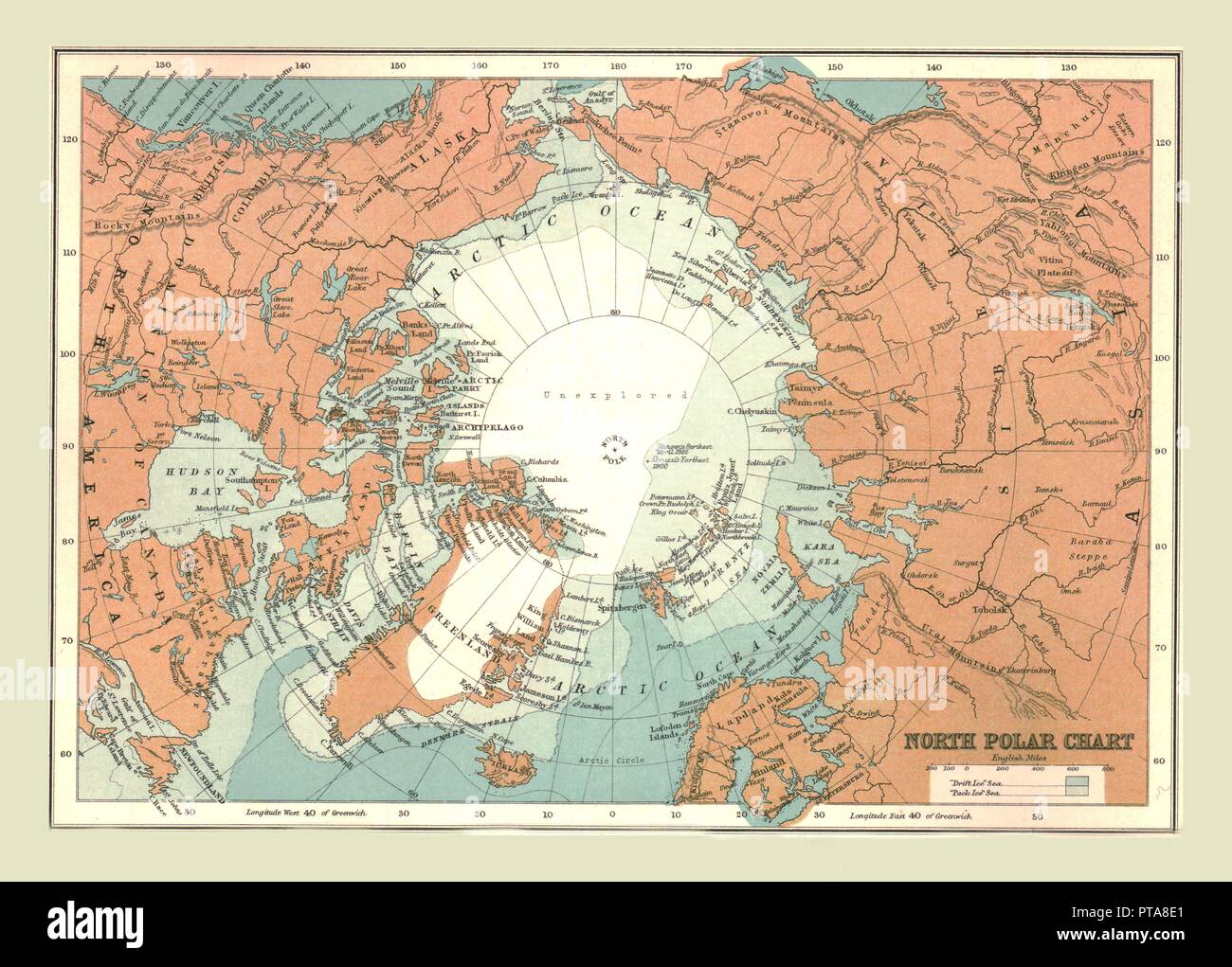 North pole map chart hi-res stock photography and images - Alamy