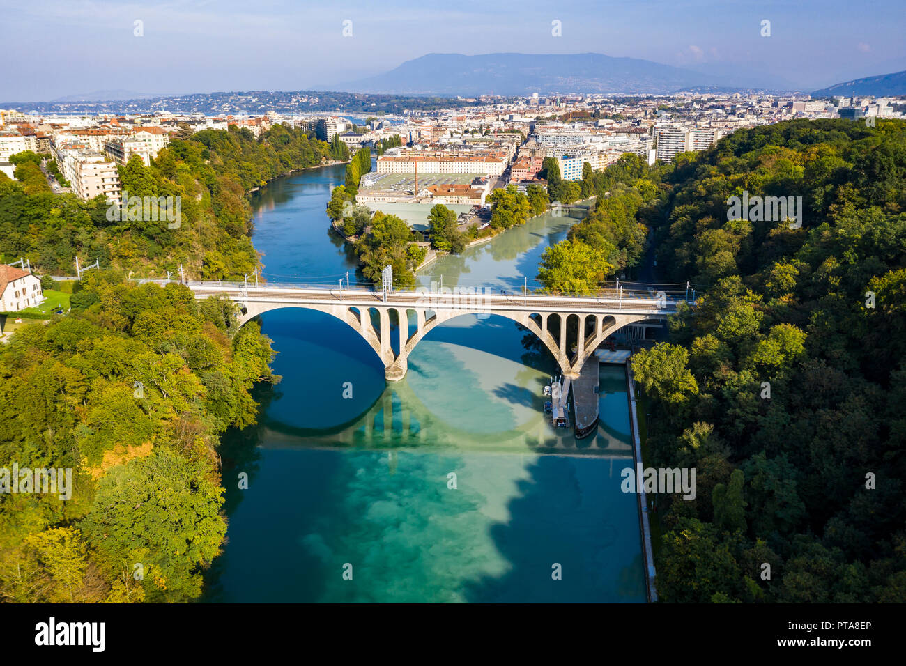 Aerial view arve rhone river hi-res stock photography and images - Alamy