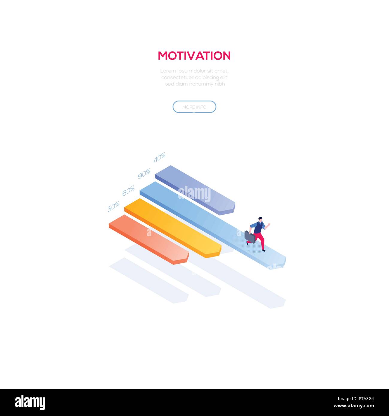 Motivation concept - modern isometric vector web banner on white ...