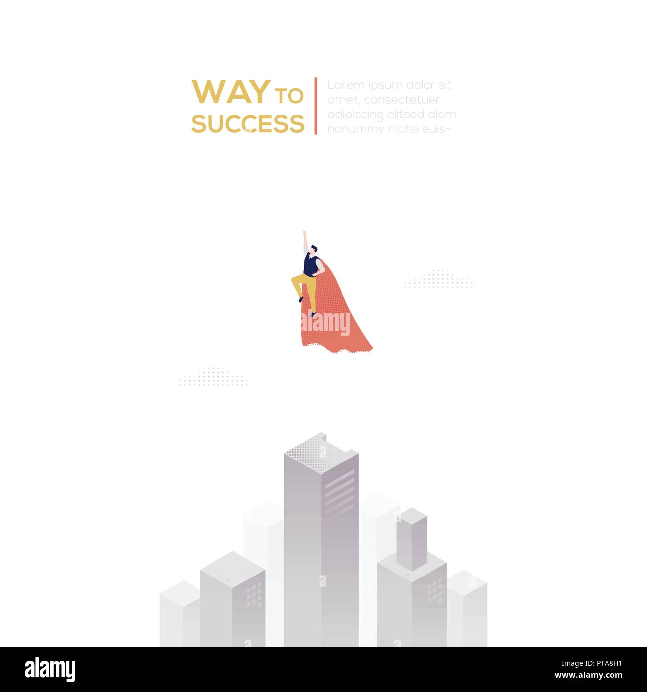 Way to success - modern isometric vector web banner on white background ...