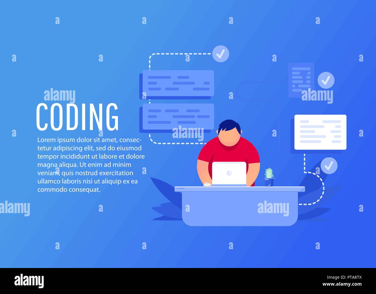 Programmer at work concept banner. Can use for web banner, infographics. Flat isometric vector ...