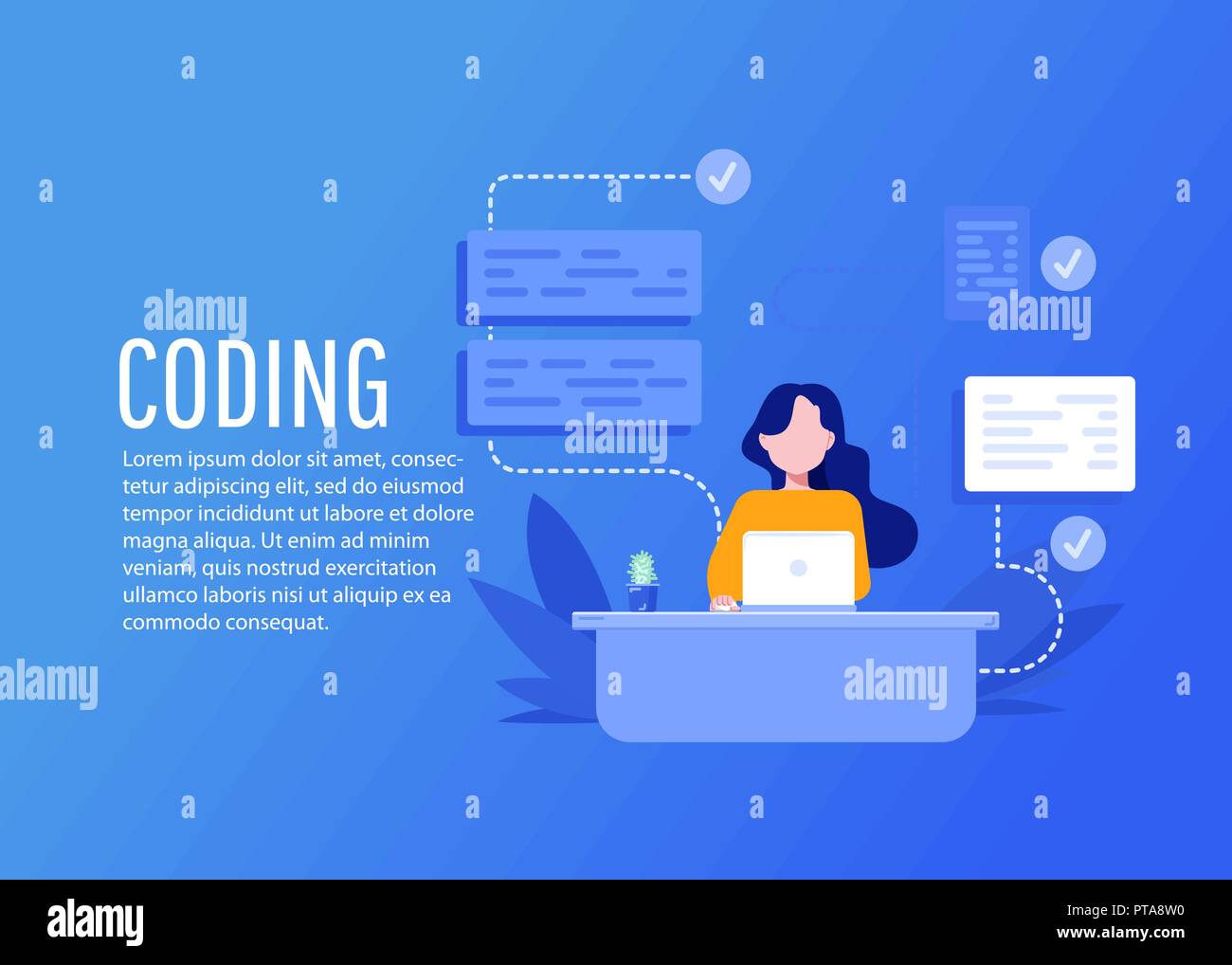 Programmer at work concept banner. Can use for web banner, infographics ...