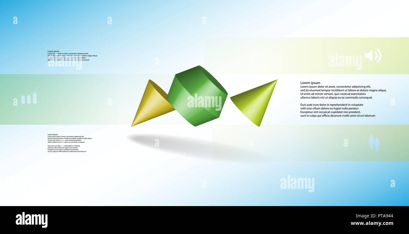 3D illustration infographic template. The two spiked cone is divided to ...
