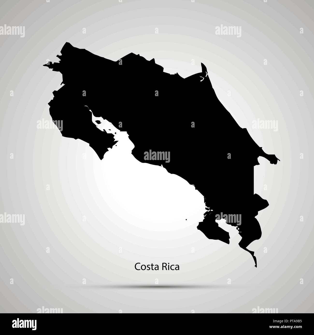 Costa Rica country map, simple black silhouette Stock Vector Image ...