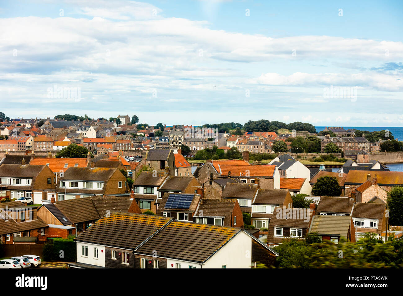 Berwick-upon-Tweed, UK - August 25 2018: aerial urban cityscape of ...