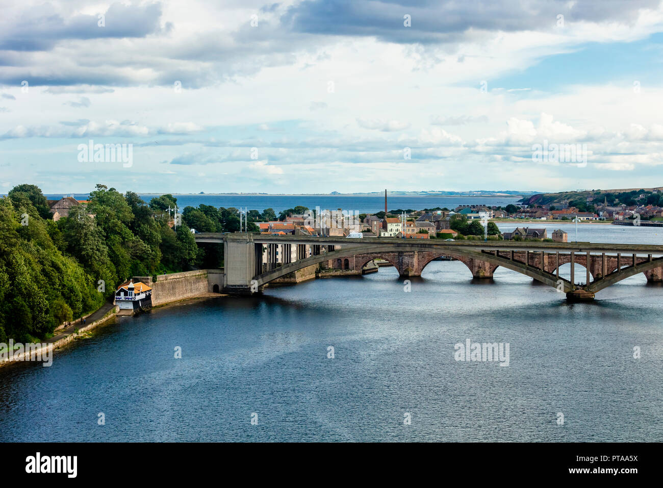 Berwick-upon-Tweed, UK - August 25 2018: aerial urban cityscape of ...