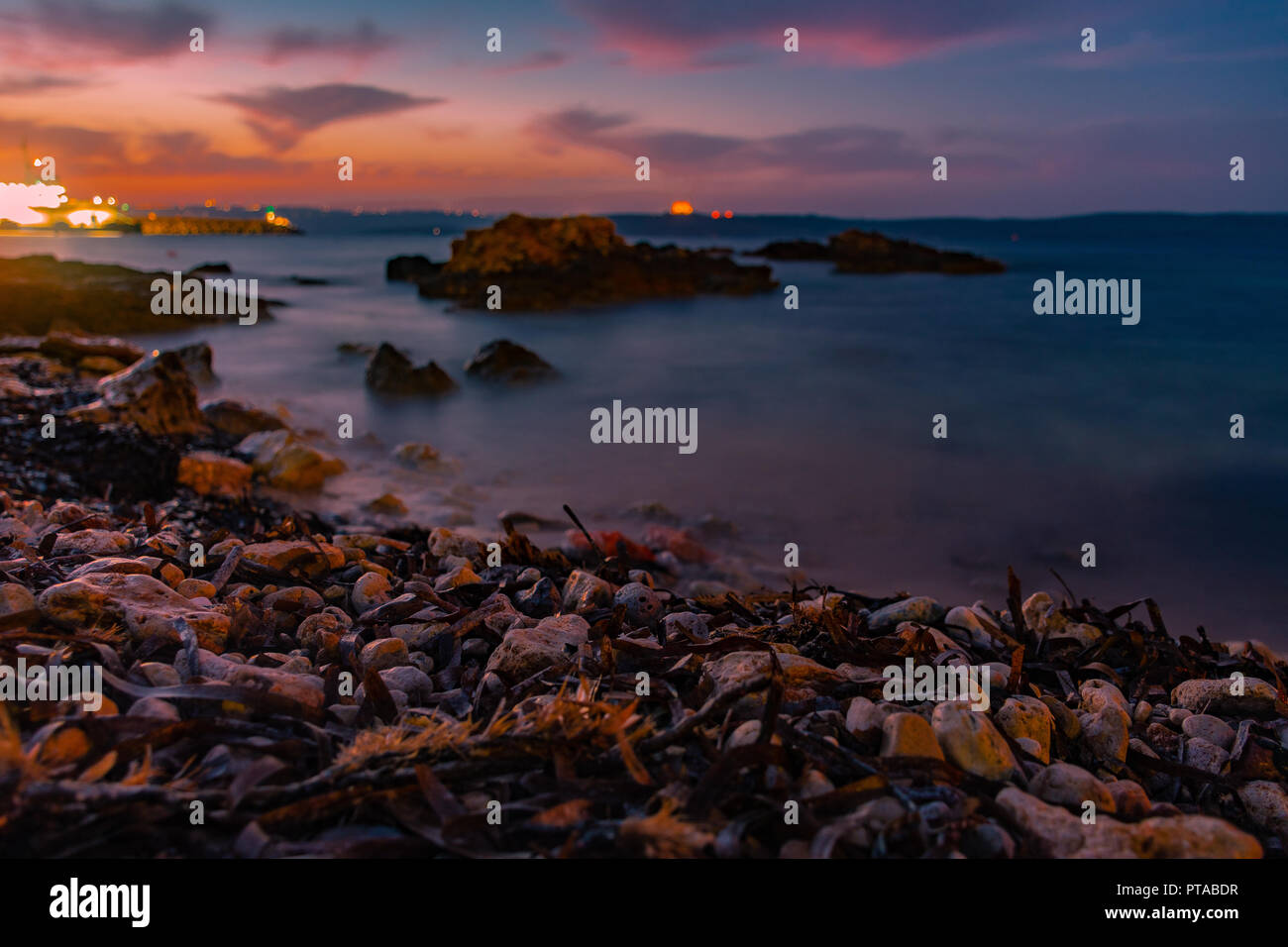 Malta seaside ,nightshot,view on Gozo island Stock Photo - Alamy