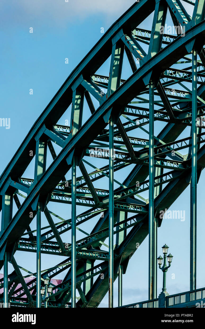 Newcastle upon Tyne, UK - August 27 2018: Tyne Bridge along Tyne River ...