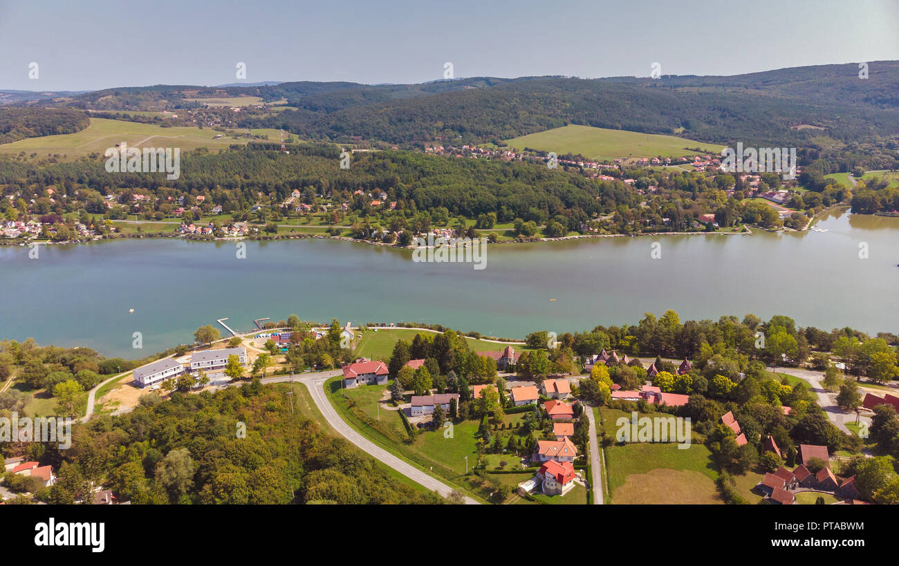 Drone aerial picture from a Hungarian landscape, near the small village ...