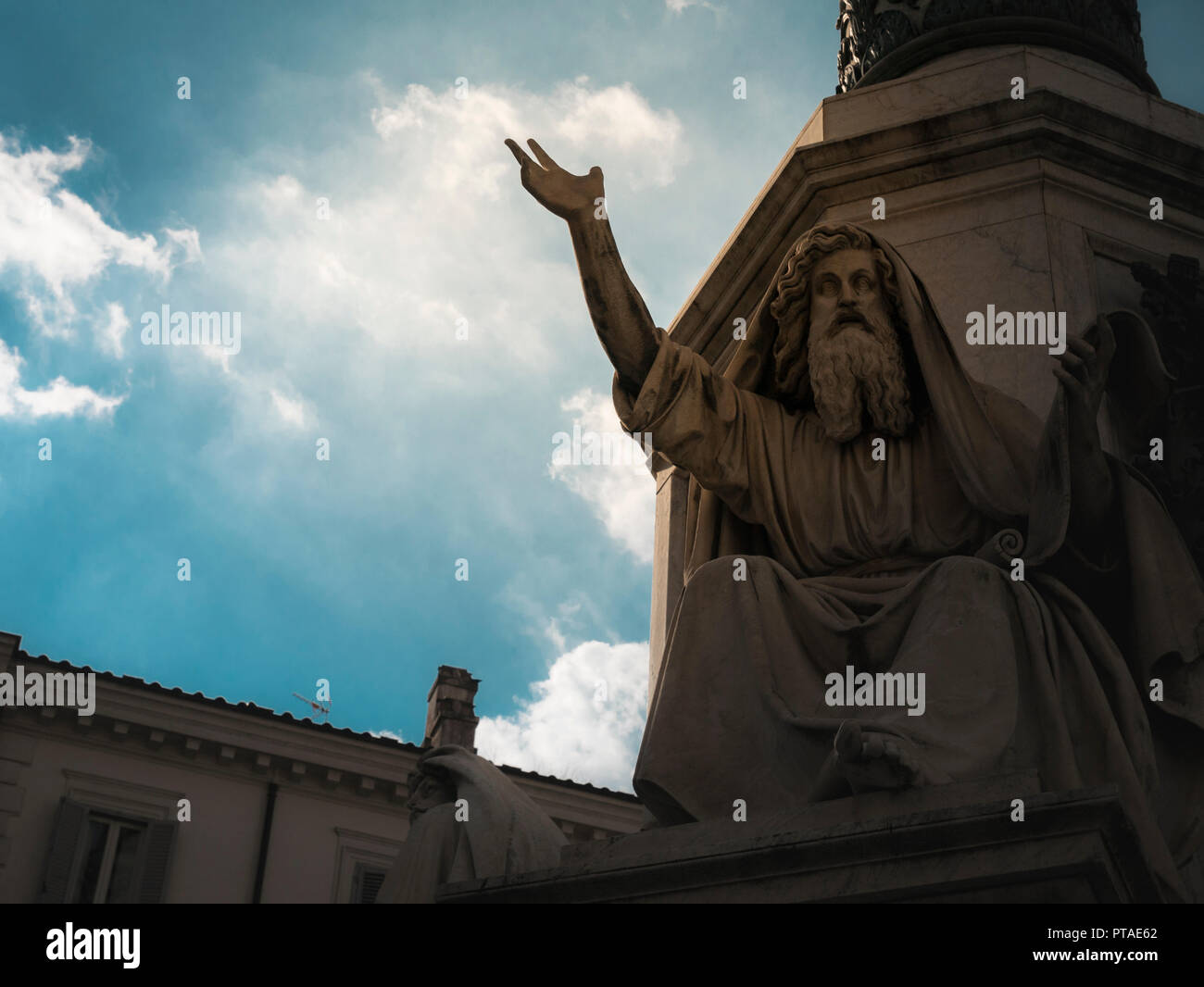 statues of prophets at the base of the Column of the Immaculate Piazza ...