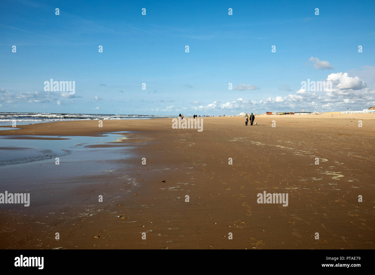 View on the beach and the North Sea at Katwijk aan Zee, South Holland ...